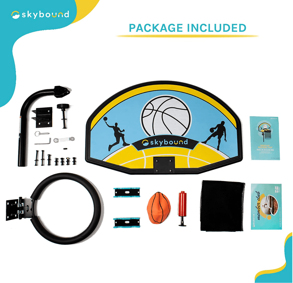 SkyBound Trampoline Basketball Hoop with Mini Basketball and Pump ...